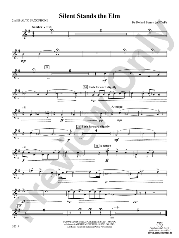 Silent Stands the Elm: 2nd E-flat Alto Saxophone: 2nd E-flat Alto ...