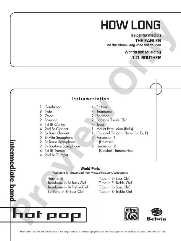 How Long: Concert Band Conductor Score & Parts: J. D. Souther - Digital ...