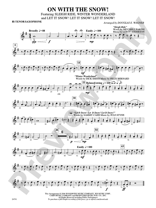 On with the Snow!: B-flat Tenor Saxophone: B-flat Tenor Saxophone Part ...