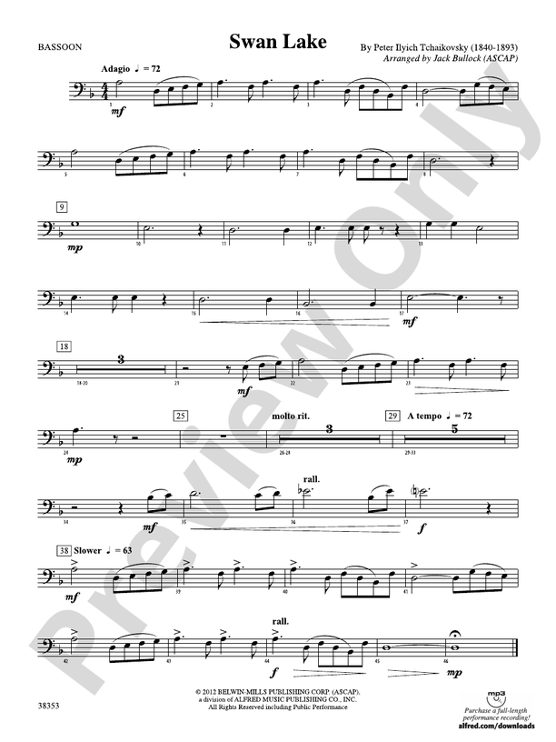Swan Lake: Bassoon: Bassoon Part - Digital Sheet Music Download
