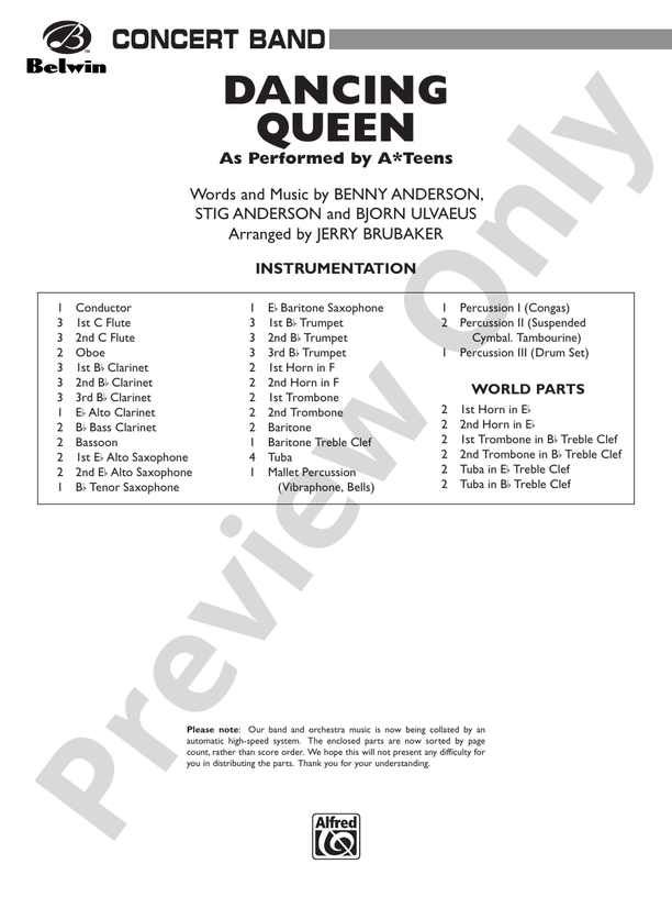 Dancing Queen: Score: Concert Band Score - Digital Sheet Music Download