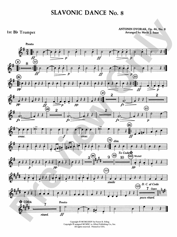 Slavonic Dance No. 8: 1st B-flat Trumpet: 1st B-flat Trumpet Part ...