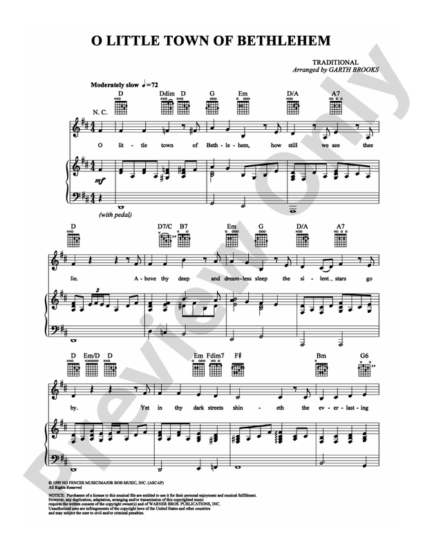 O Little Town of Bethlehem: Piano/Vocal/Chords: Garth Brooks - Digital ...