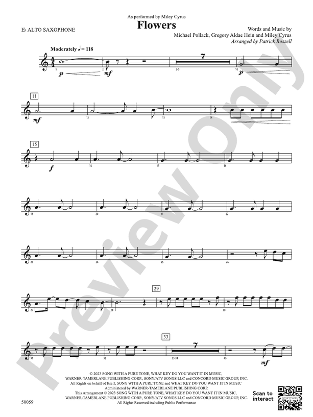 Flowers: E-flat Alto Saxophone: E-flat Alto Saxophone Part - Digital ...