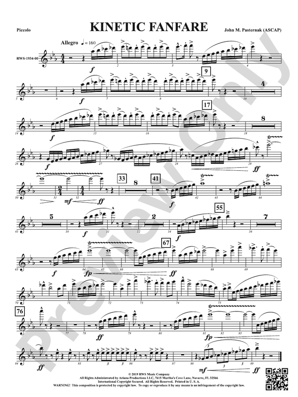 Kinetic Fanfare: Piccolo: Piccolo Part: John M. Pasternak - Digital ...