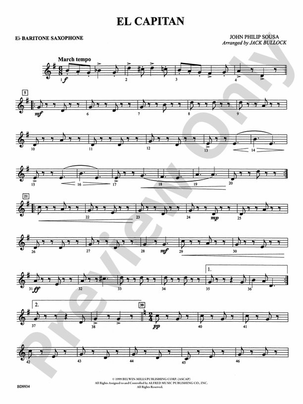 El Capitan: E-flat Baritone Saxophone: E-flat Baritone Saxophone Part - Digital Sheet Music Download