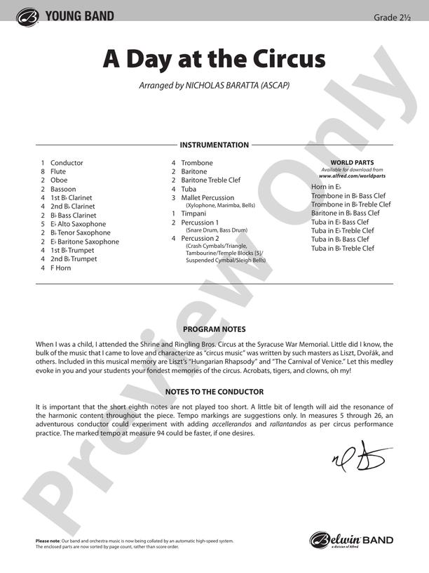 A Day at the Circus: Score: Concert Band Score - Digital Sheet Music ...