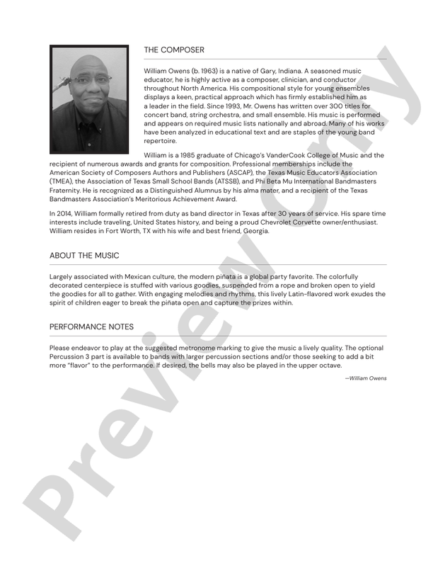 Piñata!: Concert Band Conductor Score & Parts: William Owens - Digital ...