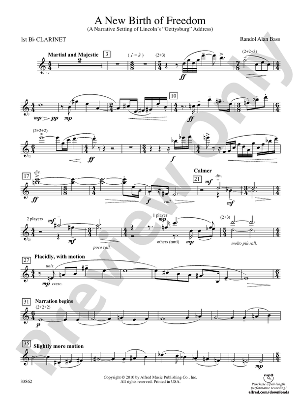 A New Birth of Freedom: 1st B-flat Clarinet: 1st B-flat Clarinet Part ...