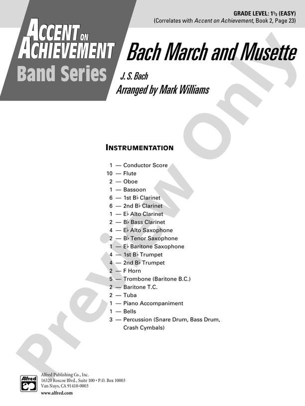 Bach March and Musette: Score: Concert Band Score - Digital Sheet Music ...