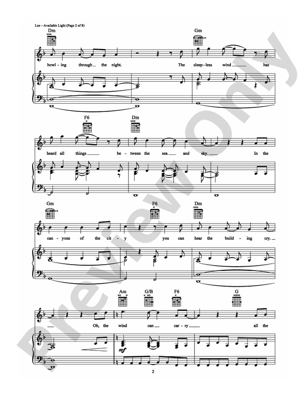 Available Light: Piano/Vocal/Chords: Rush - Digital Sheet Music Download