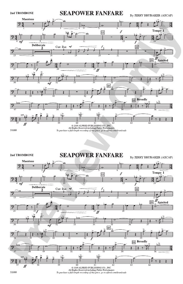 Seapower Fanfare: 2nd Trombone: 2nd Trombone Part - Digital Sheet Music Download