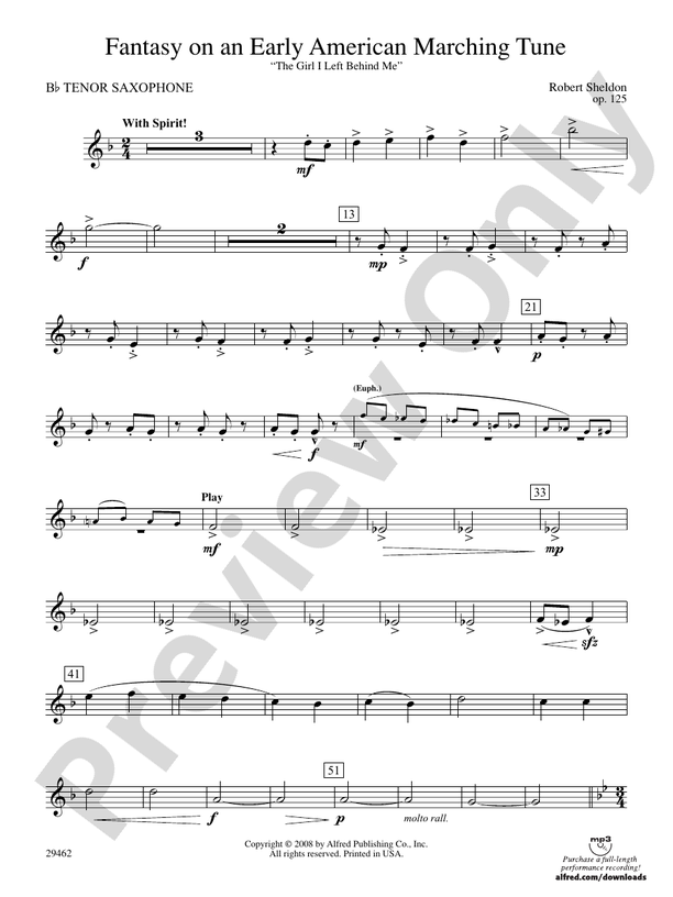 Fantasy on an Early American Marching Tune: B-flat Tenor Saxophone: B ...