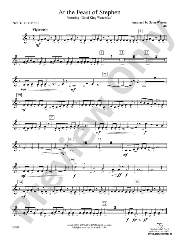 At the Feast of Stephen: 2nd B-flat Trumpet: 2nd B-flat Trumpet Part ...