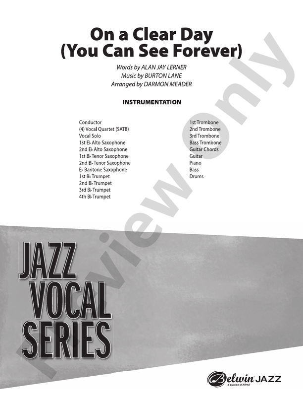 On a Clear Day (You Can See Forever): Vocal Solo with Jazz Ensemble ...