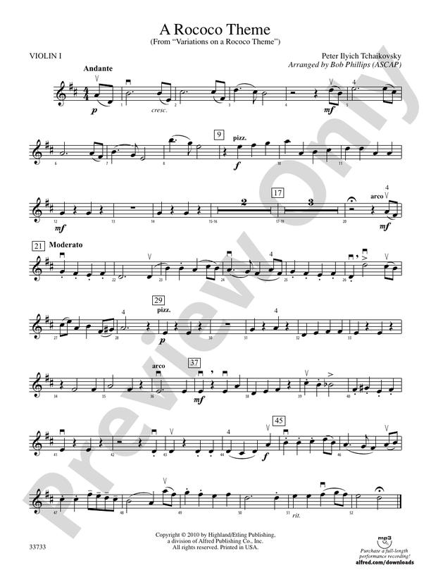 A Rococo Theme: 1st Violin: 1st Violin Part - Digital Sheet Music Download