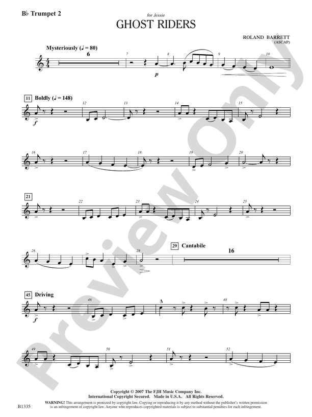 Ghost Riders: B-flat Trumpet 2: B-flat Trumpet 2 Part: Roland Barrett ...