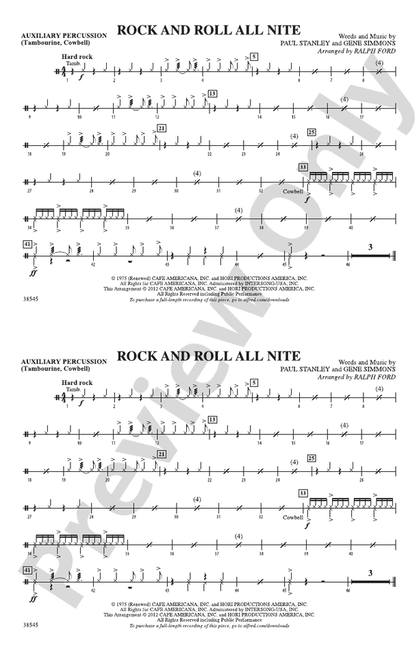 Rock and Roll All Nite: Auxiliary Percussion: Auxiliary Percussion Part ...