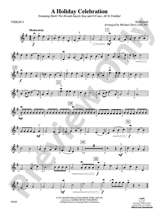 A Holiday Celebration: 1st Violin: 1st Violin Part - Digital Sheet ...