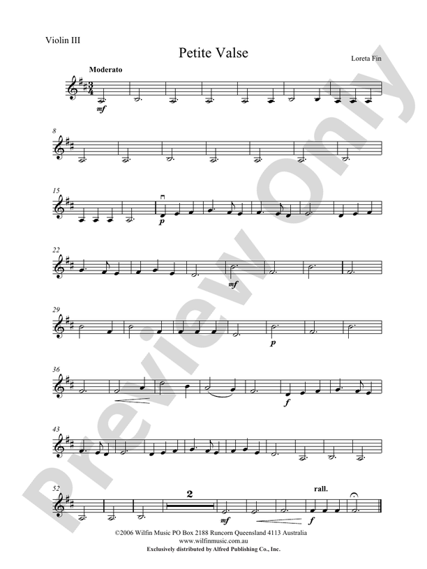Petite Valse: 3rd Violin (Viola [TC]): 3rd Violin (Viola [TC]) Part ...