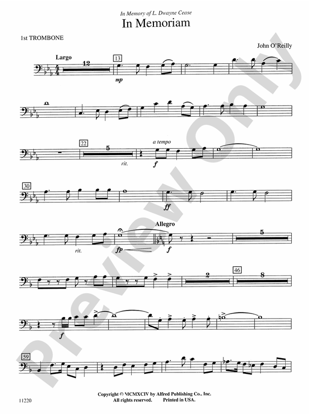 In Memoriam: 1st Trombone: 1st Trombone Part - Digital Sheet Music Download