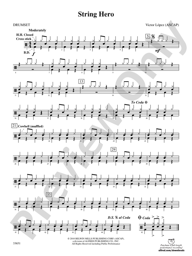 String Hero: Drums: Drums Part - Digital Sheet Music Download