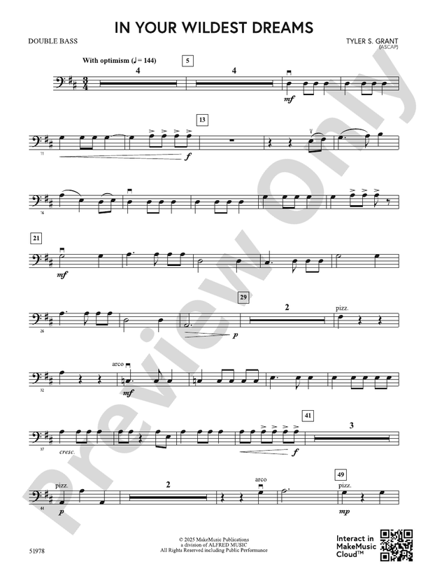 In Your Wildest Dreams: String Bass: String Bass Part - Digital Sheet Music Download