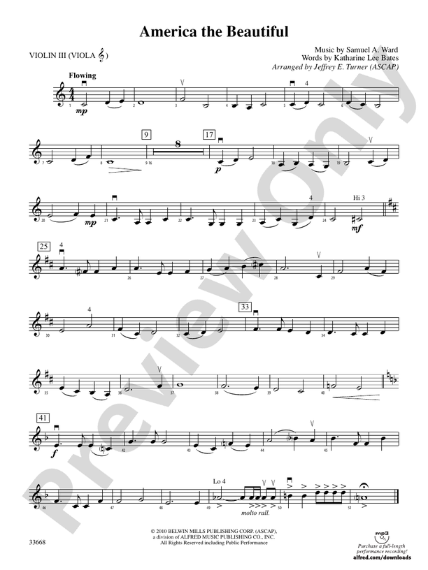 America the Beautiful: 3rd Violin (Viola [TC]): 3rd Violin (Viola [TC ...