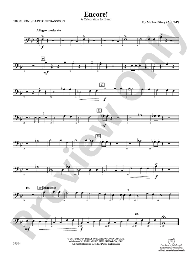 Encore!: 1st Trombone: 1st Trombone Part - Digital Sheet Music Download