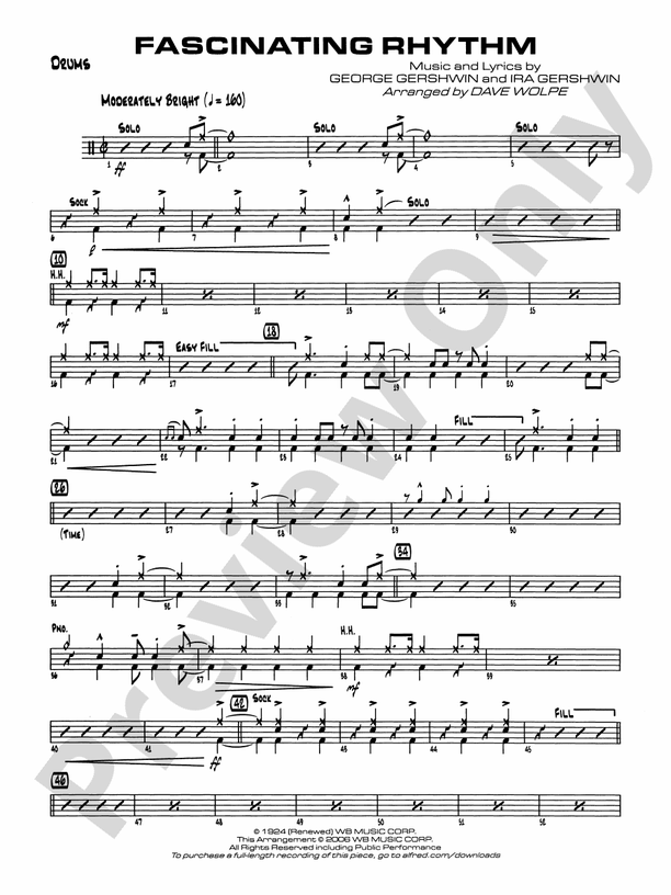 Fascinating Rhythm: Drums: Drums Part - Digital Sheet Music Download