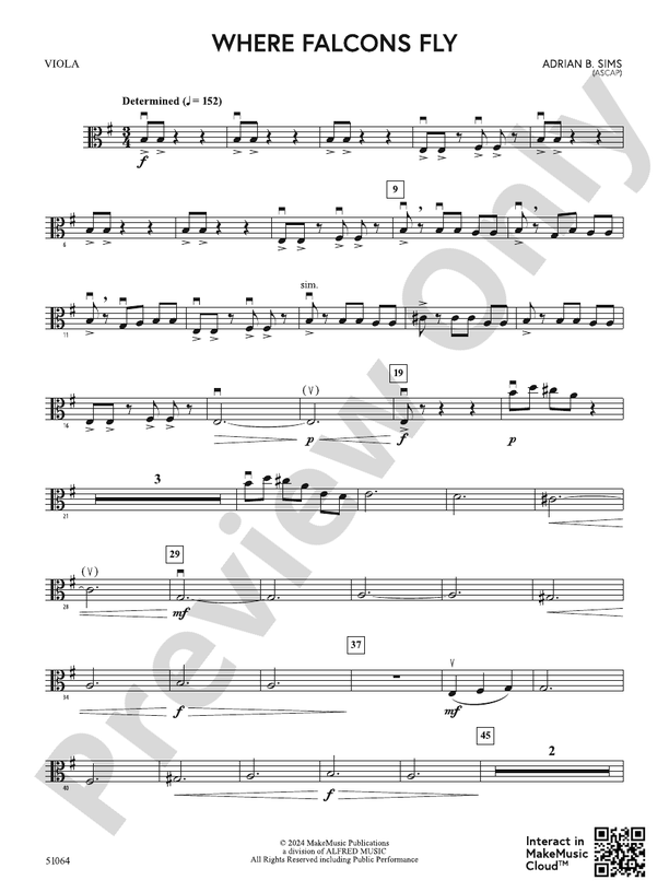 Where Falcons Fly: Viola: Viola Part - Digital Sheet Music Download