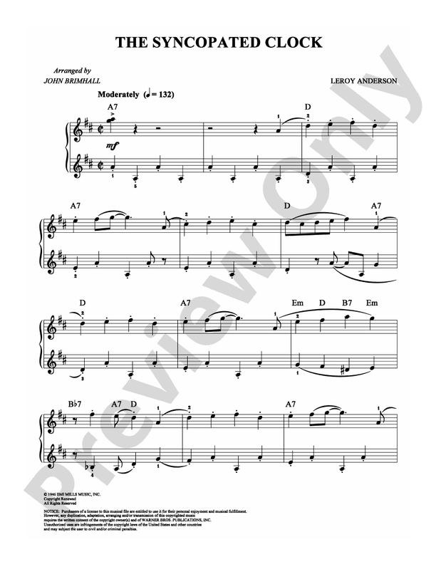 The Syncopated Clock: Easy Piano: Leroy Anderson - Digital Sheet Music ...