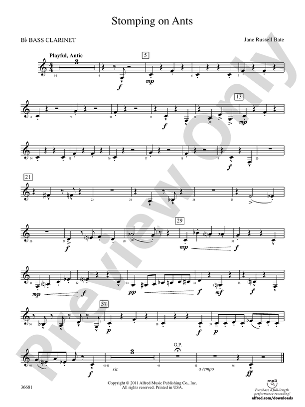 Stomping on Ants: B-flat Bass Clarinet: B-flat Bass Clarinet Part ...