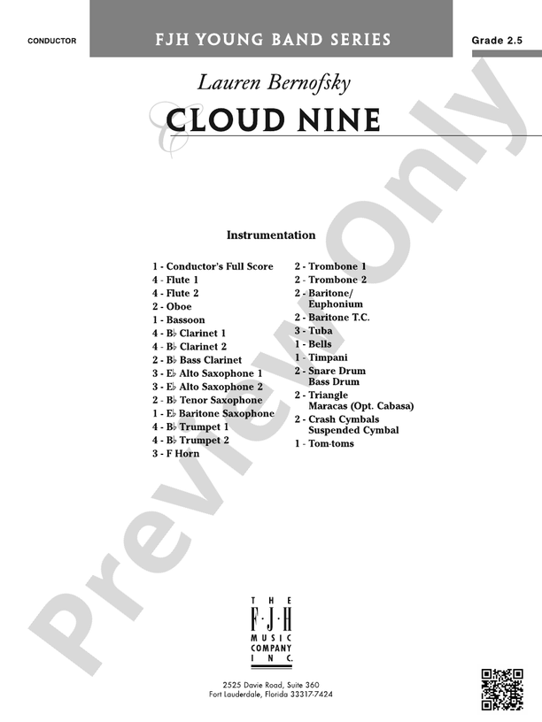Cloud Nine: Score: Concert Band Score: Lauren Bernofsky - Digital Sheet ...