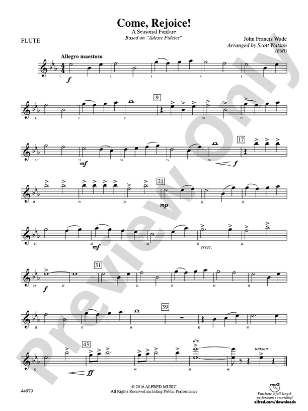 Come, Rejoice!: Flute: Flute Part - Digital Sheet Music Download