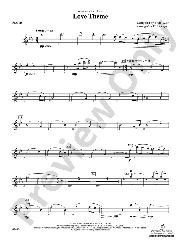 Love Theme: Flute: Flute Part - Digital Sheet Music Download