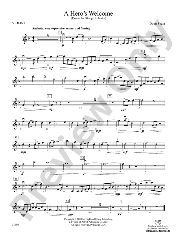 A Hero's Welcome: 1st Violin: 1st Violin Part - Digital Sheet Music ...