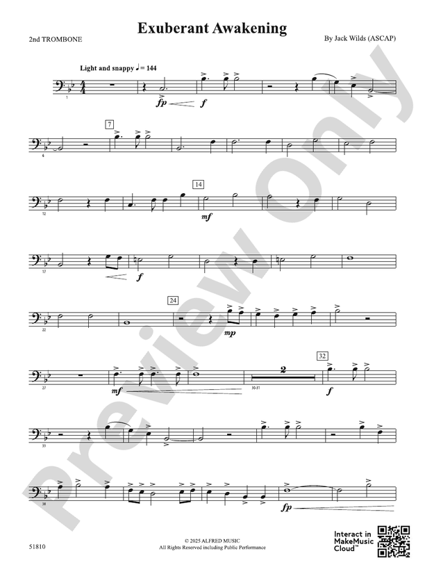 Exuberant Awakening: 2nd Trombone: 2nd Trombone Part - Digital Sheet Music Download