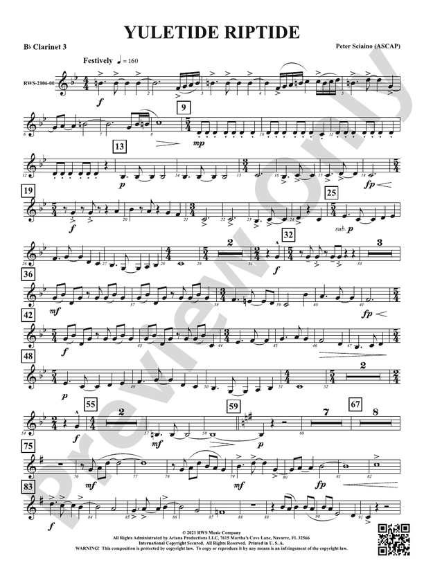 Yuletide Riptide: 3rd B-flat Clarinet: 3rd B-flat Clarinet Part: Peter ...