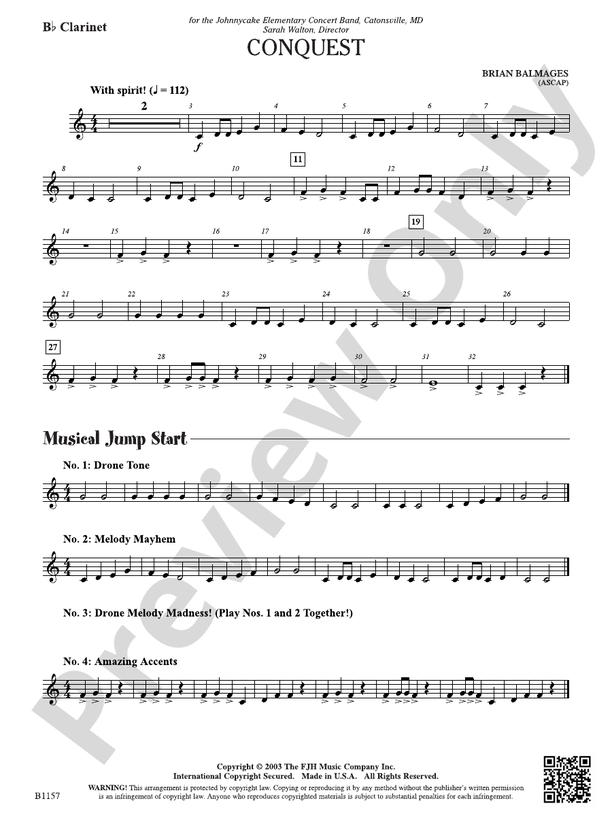 Conquest: B-flat Clarinet: B-flat Clarinet Part: Brian Balmages ...