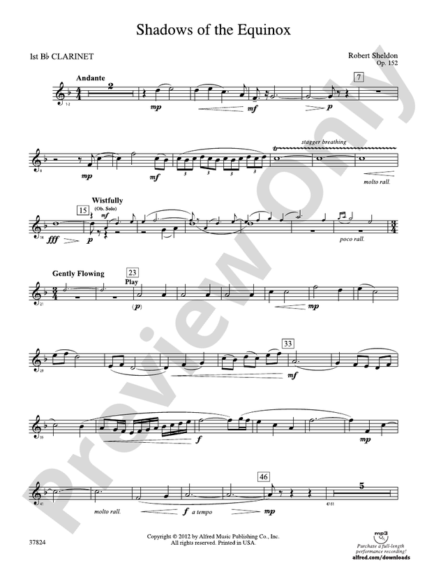Shadows of the Equinox: 1st B-flat Clarinet: 1st B-flat Clarinet Part ...