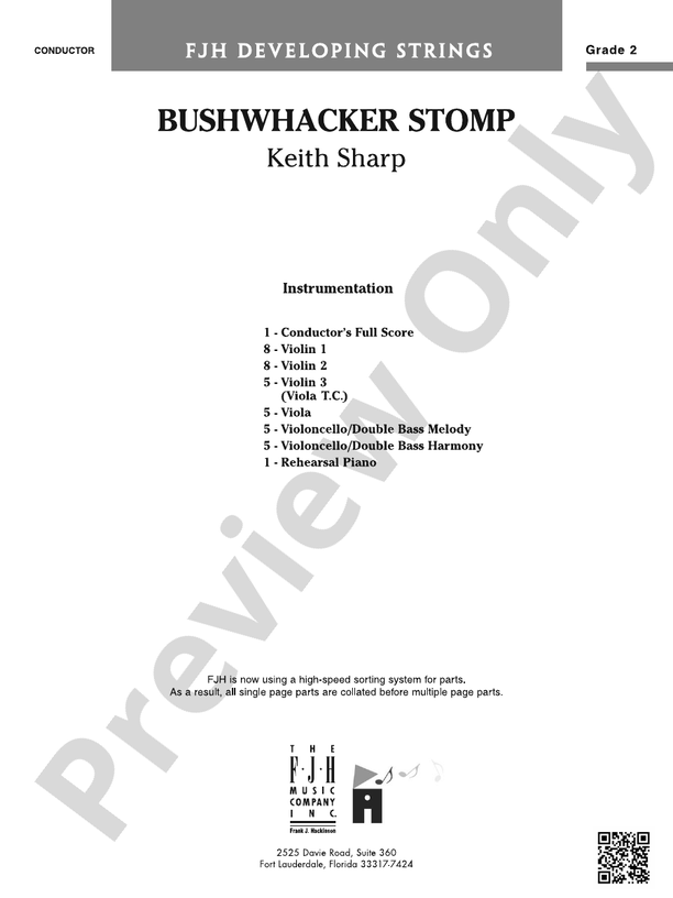 Bushwhacker Stomp: String Orchestra Conductor Score & Parts: Keith ...