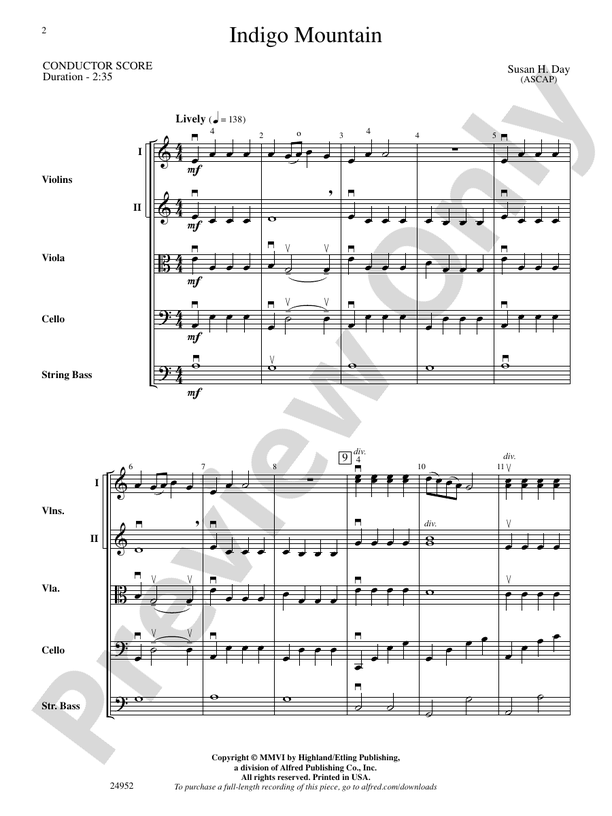 Indigo Mountain: Score: String Orchestra Score - Digital Sheet Music ...