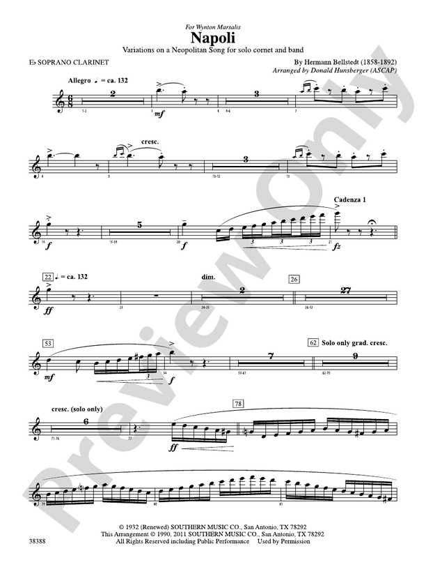 Napoli: E-flat Soprano Clarinet: E-flat Soprano Clarinet Part - Digital ...