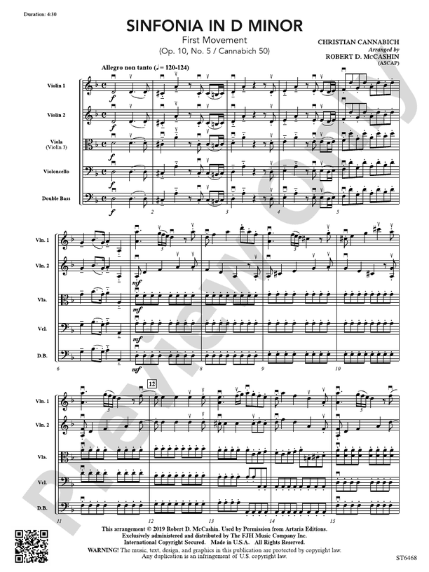 Sinfonia in D Minor: Score: String Orchestra Score: Christian Cannabich ...