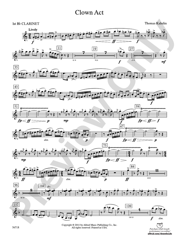Clown Act: 1st B-flat Clarinet: 1st B-flat Clarinet Part - Digital ...