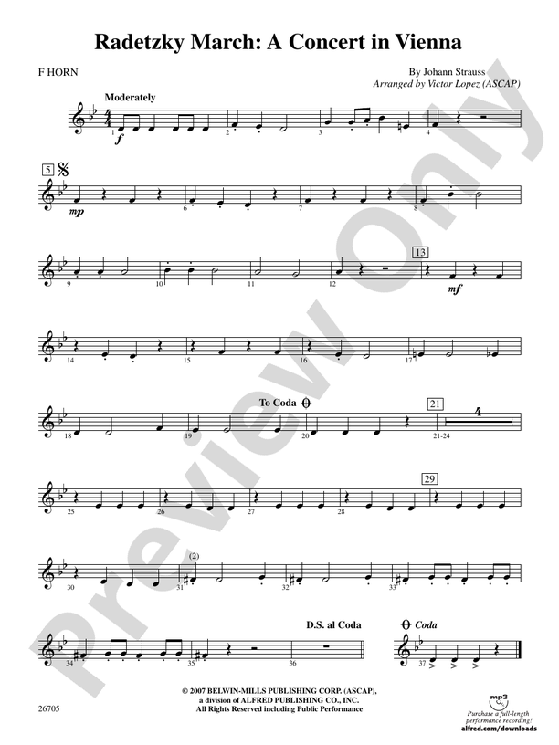Radetzky March: A Concert in Vienna: 1st F Horn: 1st F Horn Part ...