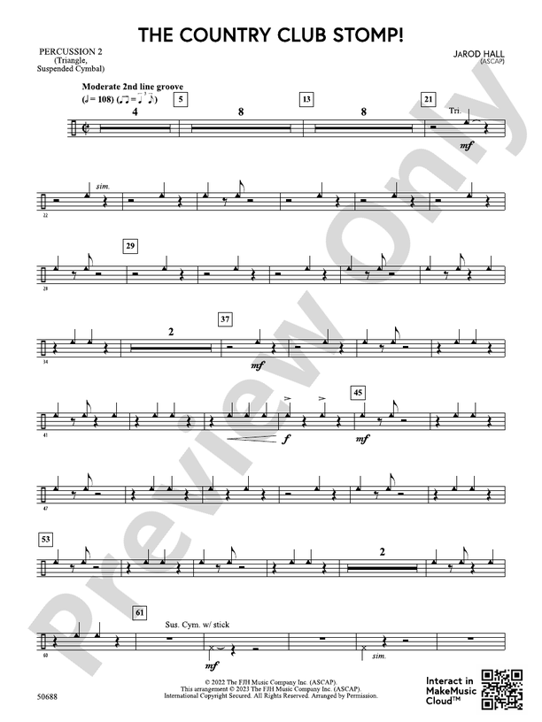 The Country Club Stomp!: 2nd Percussion: 2nd Percussion Part - Digital ...