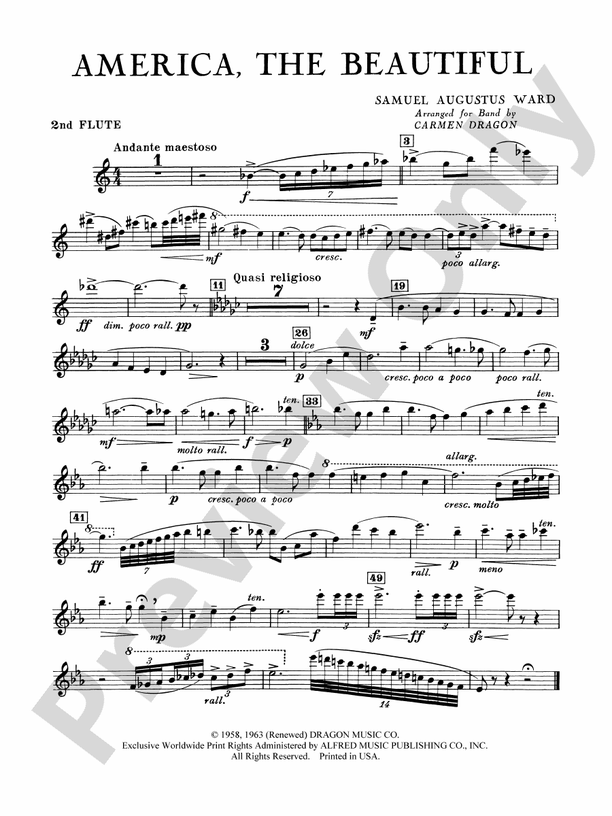 America the Beautiful: 2nd Flute: 2nd Flute Part - Digital Sheet Music ...