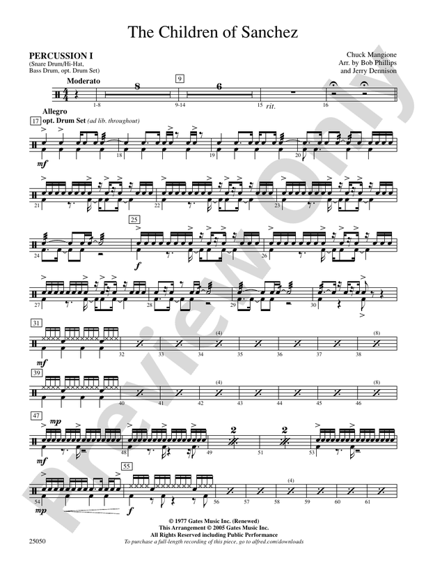 The Children of Sanchez: 1st Percussion: 1st Percussion Part - Digital ...